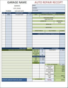 5+ Auto repair invoices for a garage with tax